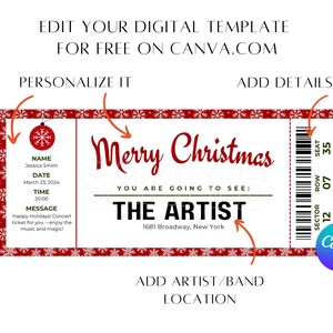 Editable Holiday Concert Ticket Template (digital Download) - Etsy