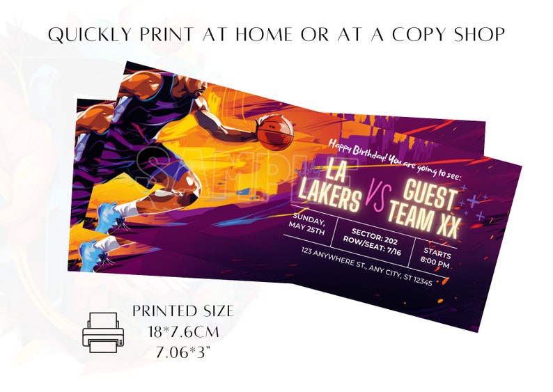 Digital Basketball Ticket Canva Template - Etsy