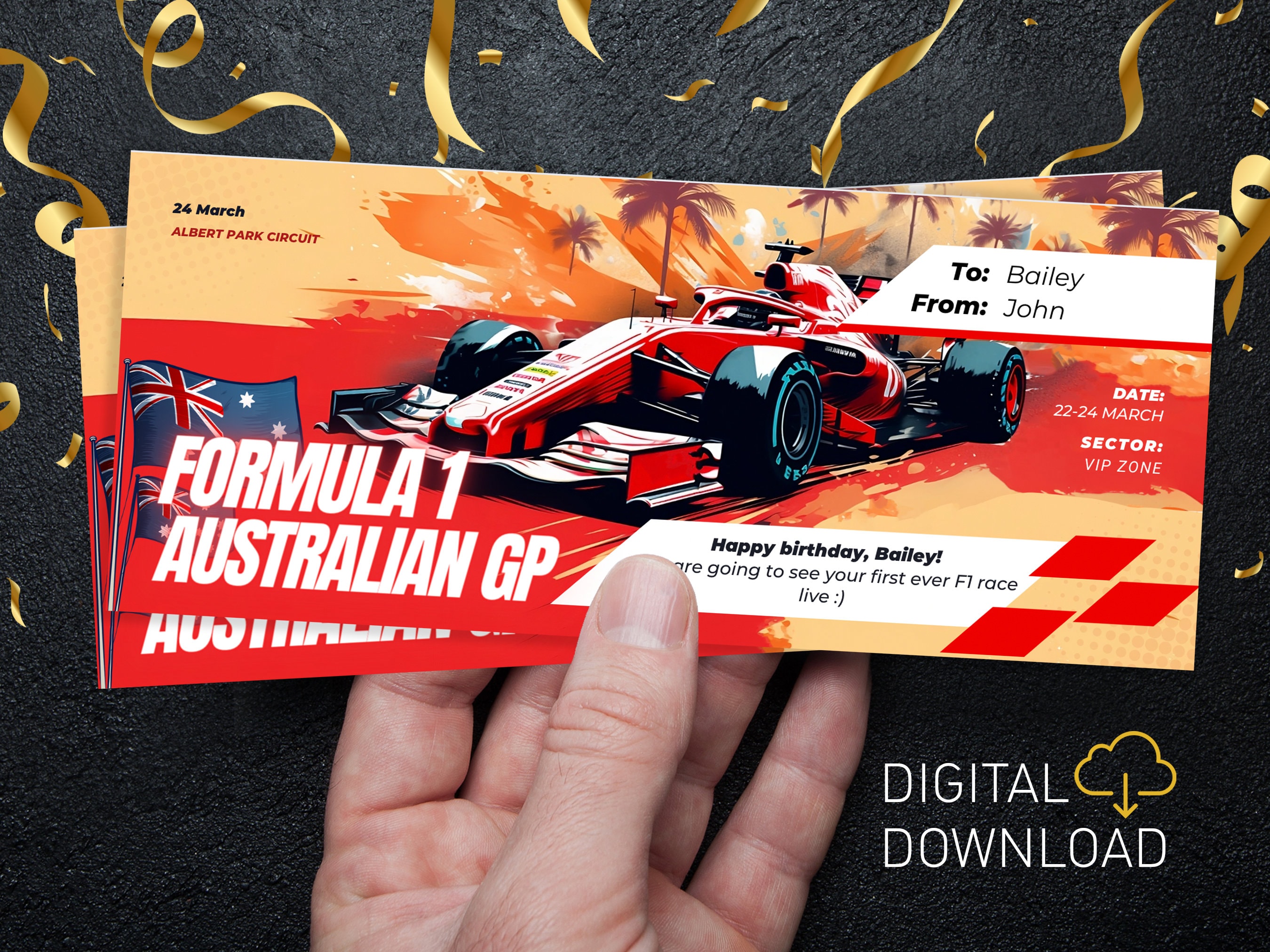 Editable Formula Ticket Australian Race Gp Custom Formula Digital Template Surprise Gift Ticket ...