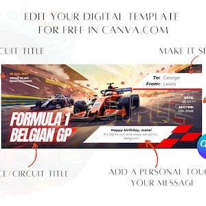 Editable Formula 1 Ticket | Belgian GP | Custom Race Digital Template ...