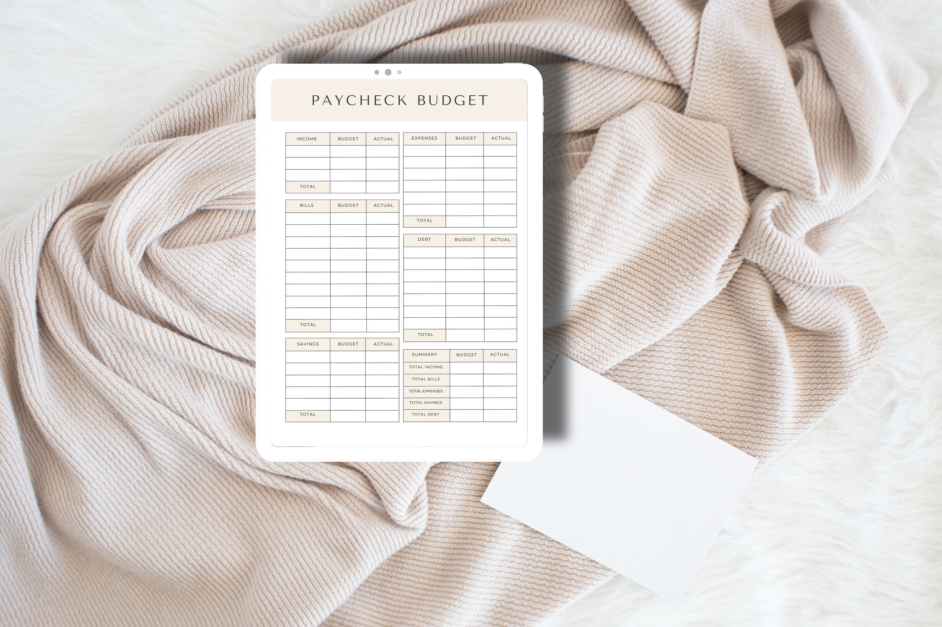 Simple Paycheck Budget Digital Template One Page Finance - Etsy