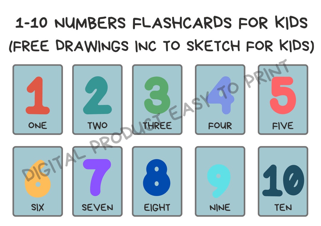 Numbers Flashcards for Kids (free Drawing Included) - Etsy
