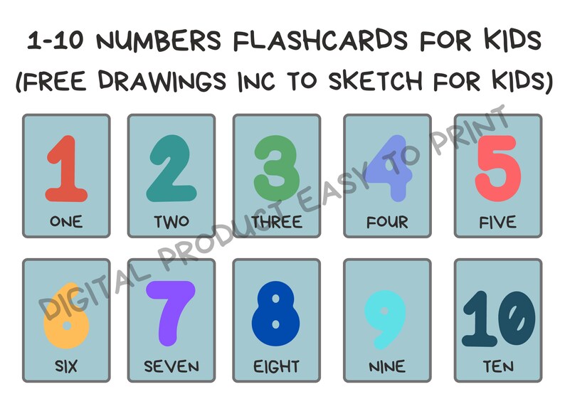 Numbers Flashcards for Kids (free Drawing Included) - Etsy