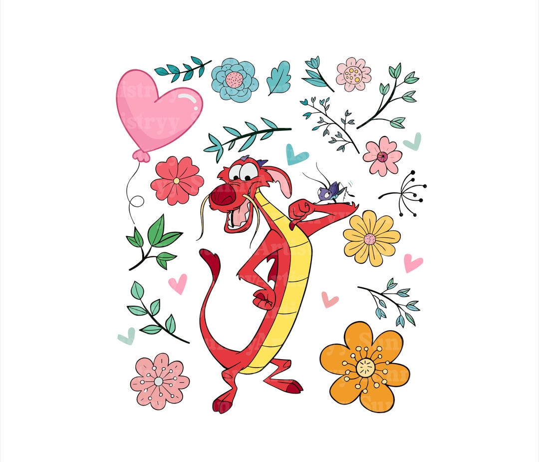 Floral Mushu Png, Mushu Png, Princess Mulan Png, Mulan Png, Princess ...