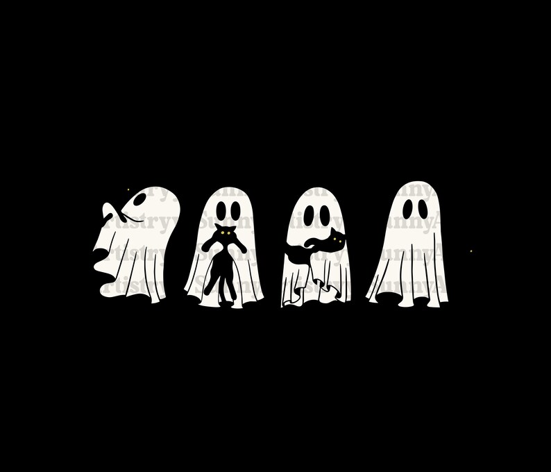 Retro Halloween Cat Ghost Pngsvg, Girly Halloween Png, Fall Png ...