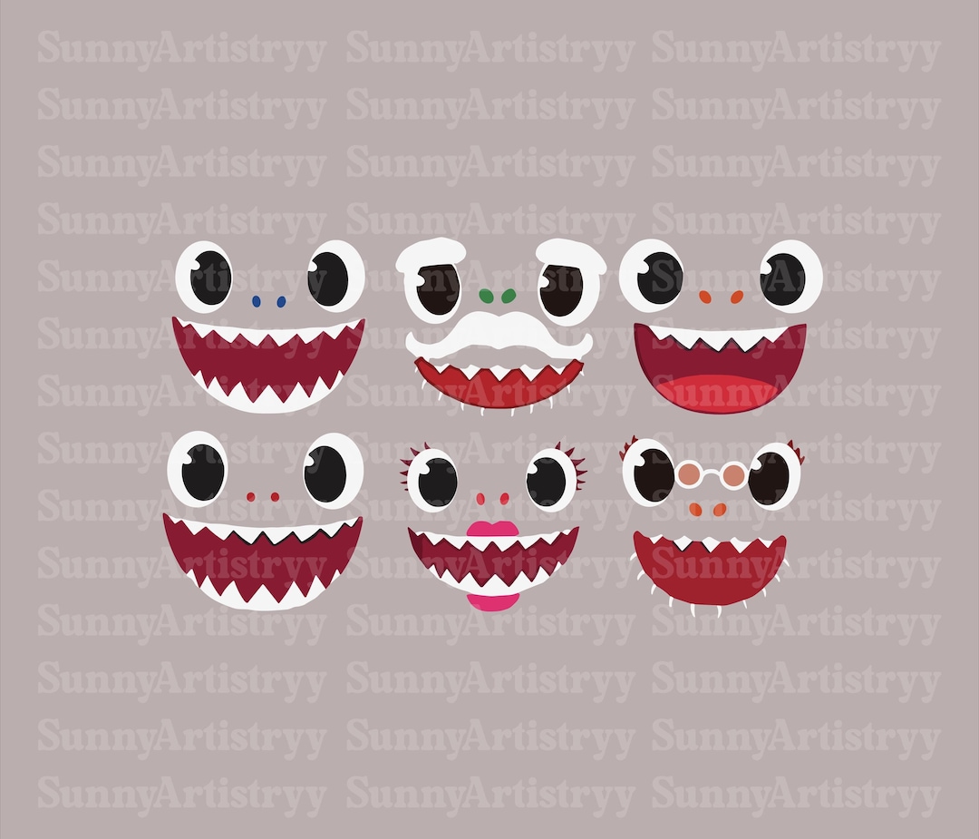 Baby Shark Face Png Svg, Baby Shark Birthday Family Png Svg, Baby Shark ...