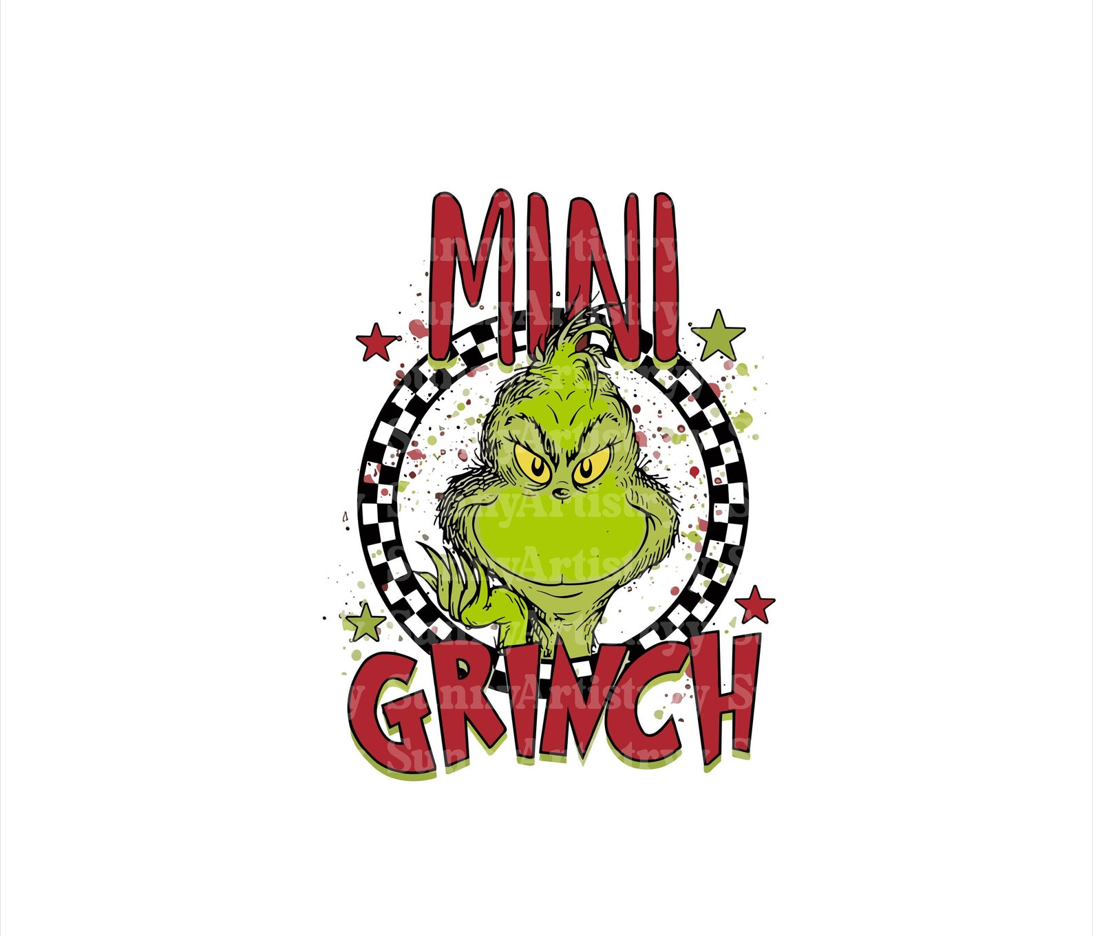 Mini Grinchmas Png, Grinch Face Svg, Floral Grinch Png, Retro Christmas ...