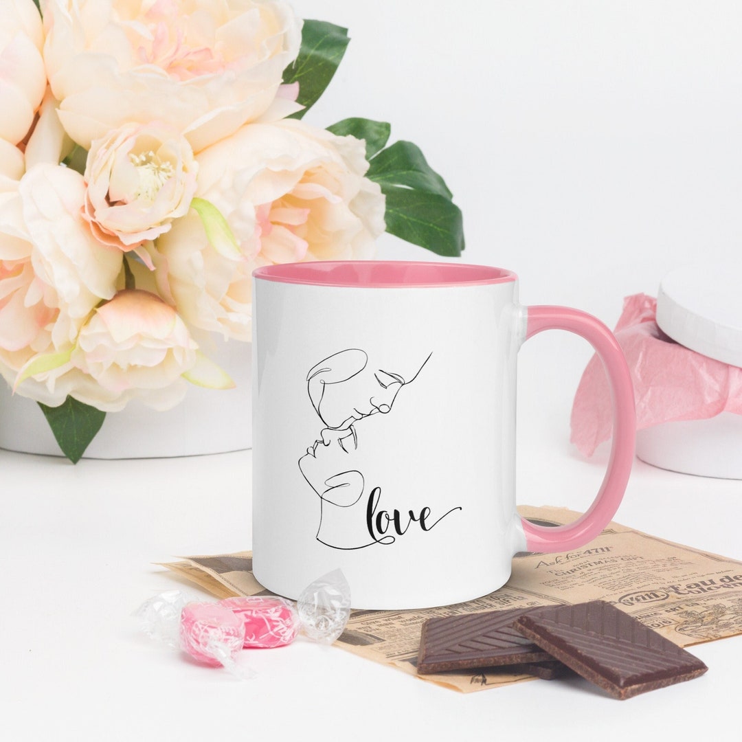 Romantic Line Art Ceramic Mug, Couples Gift - Etsy