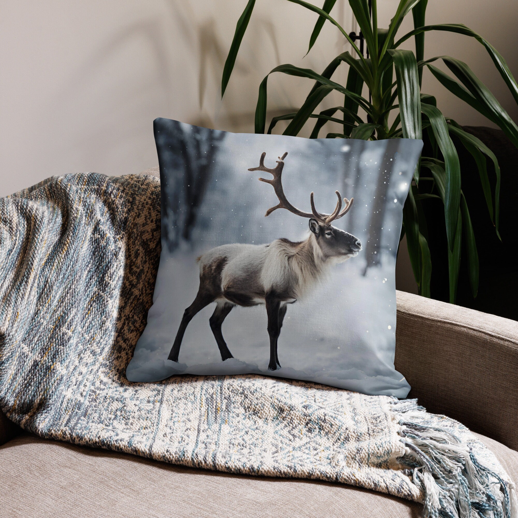 Winter Sofa Decor, Winter Trend Pillow, 100% Polyester, , 22"×22", 18 ...