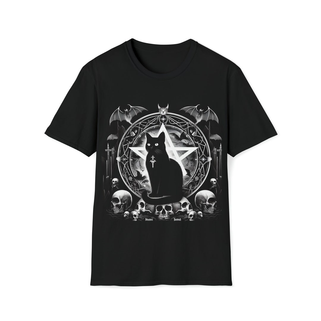 Adorable Pentacle Cat camiseta Goth Kitty Kitten camisa - Etsy España