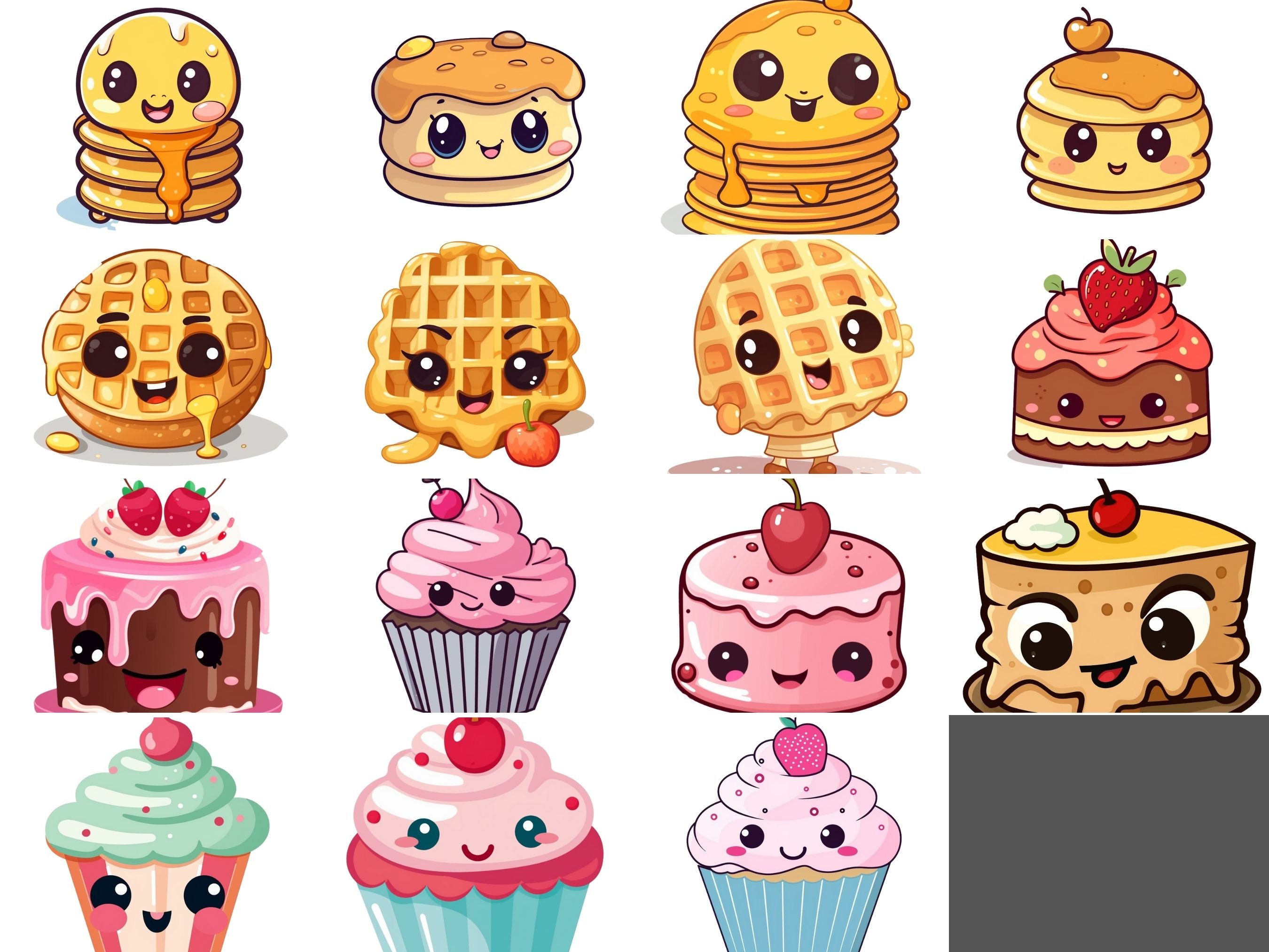 Sweet Treats Clipart | Cute Ice Cream Clipart | Dessert PNG | Waffle ...