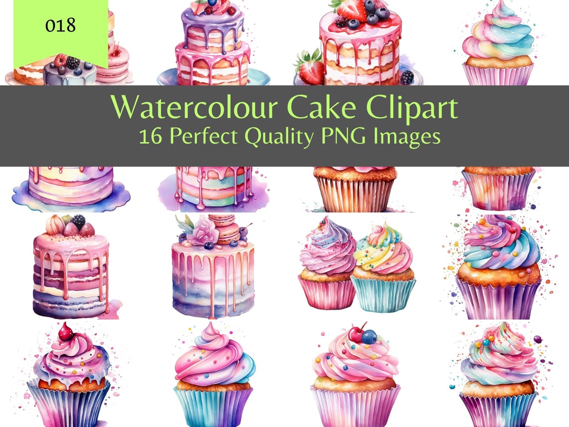 Cupcake Clipart Watercolour Cake Clipart Dessert PNG Cake Clipart ...