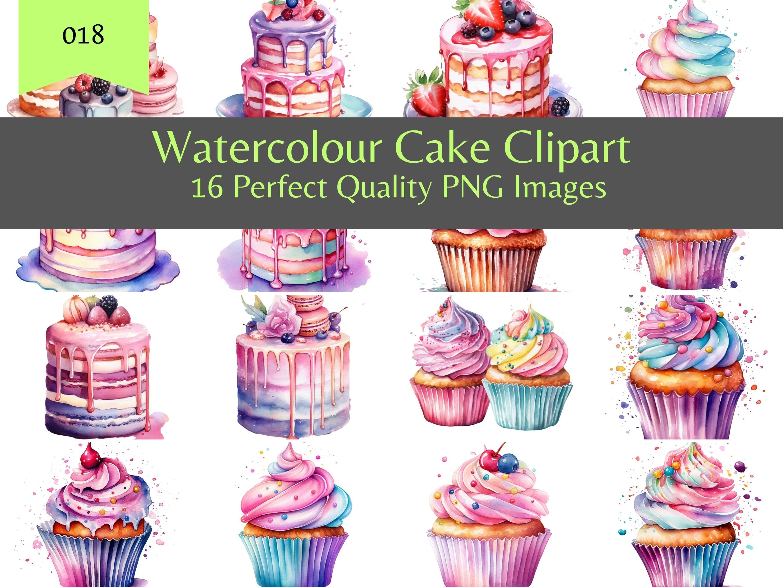 Cupcake Clipart Watercolour Cake Clipart Dessert PNG Cake Clipart ...