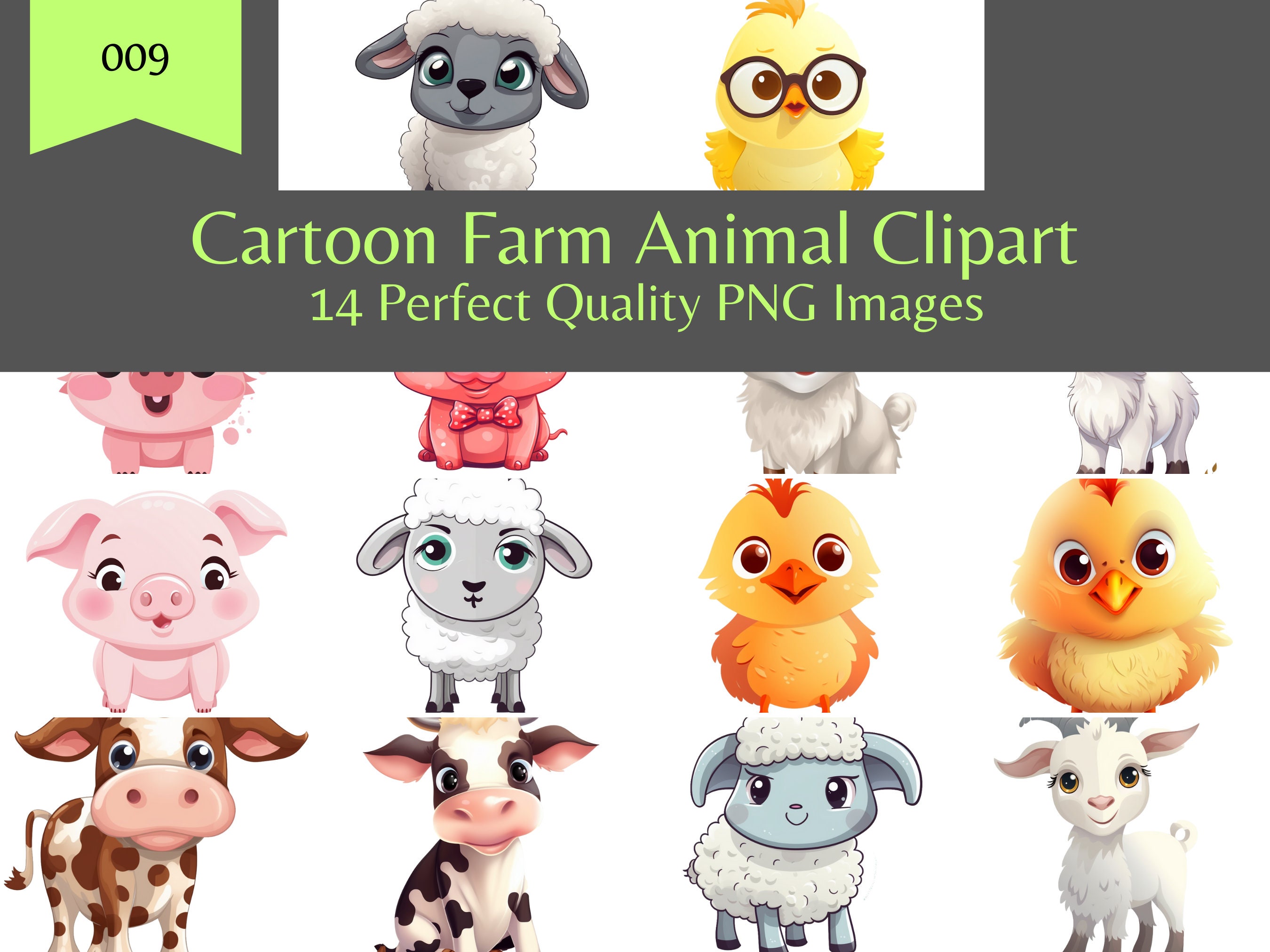 Farm Animal Clipart Cute Animal Clipart Animals PNG Cow Sheep Pig ...