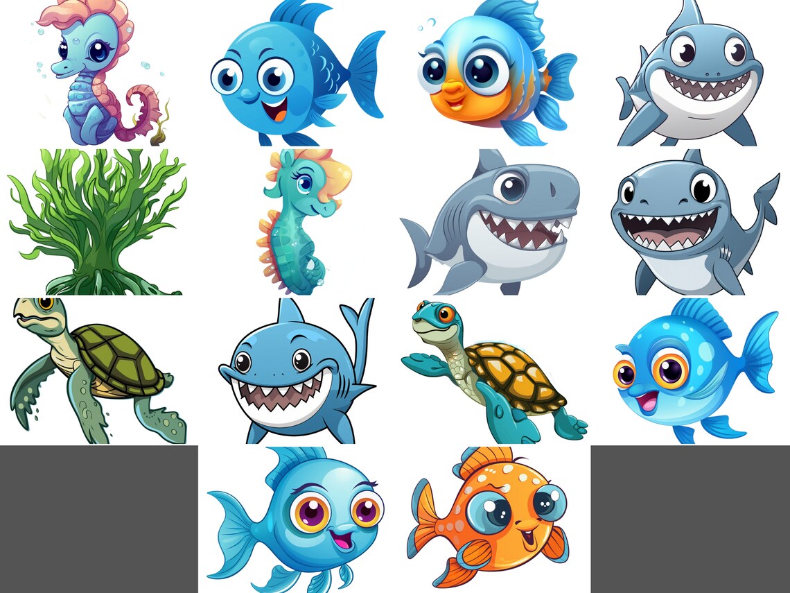 Under the Sea Clipart | Cute Sea Clipart | Under the Sea PNG | Fish ...