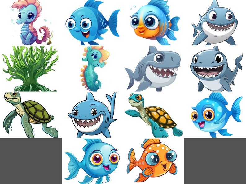 Under the Sea Clipart | Cute Sea Clipart | Under the Sea PNG | Fish ...