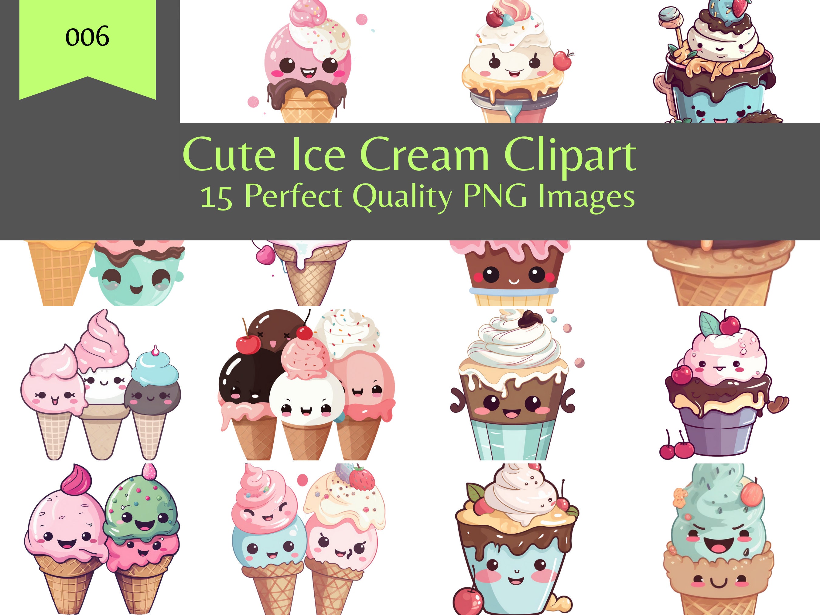 Ice Cream Clipart | Cute Ice Cream Clipart | Dessert PNG | Ice Cream ...