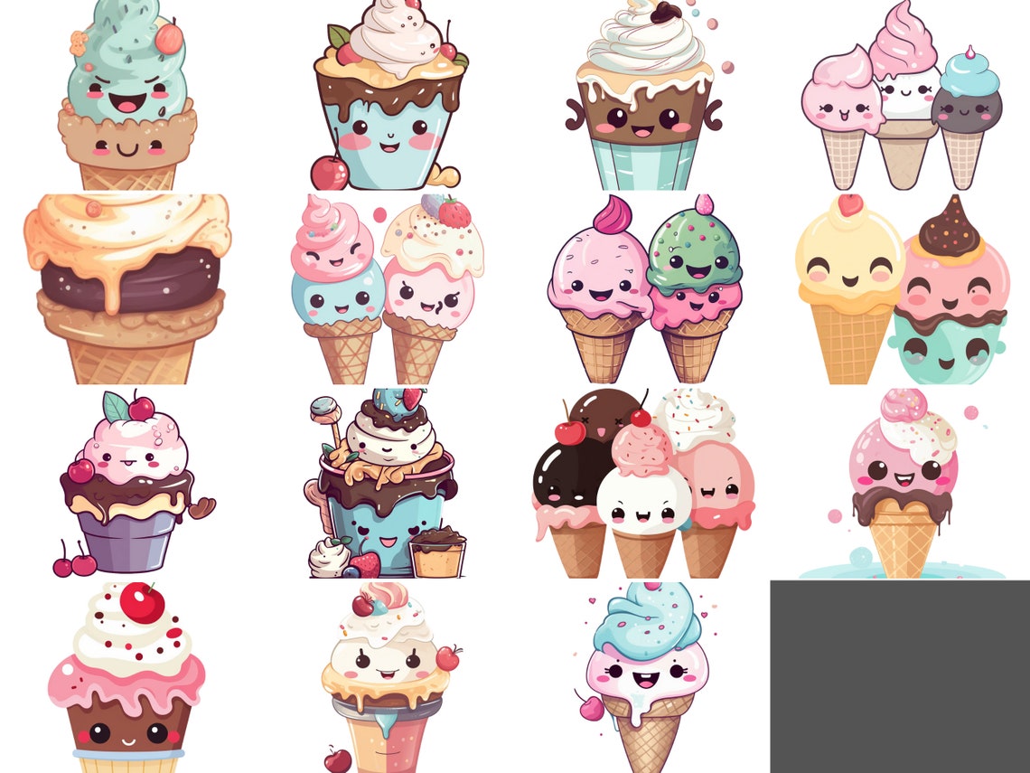 Ice Cream Clipart | Cute Ice Cream Clipart | Dessert PNG | Ice Cream ...