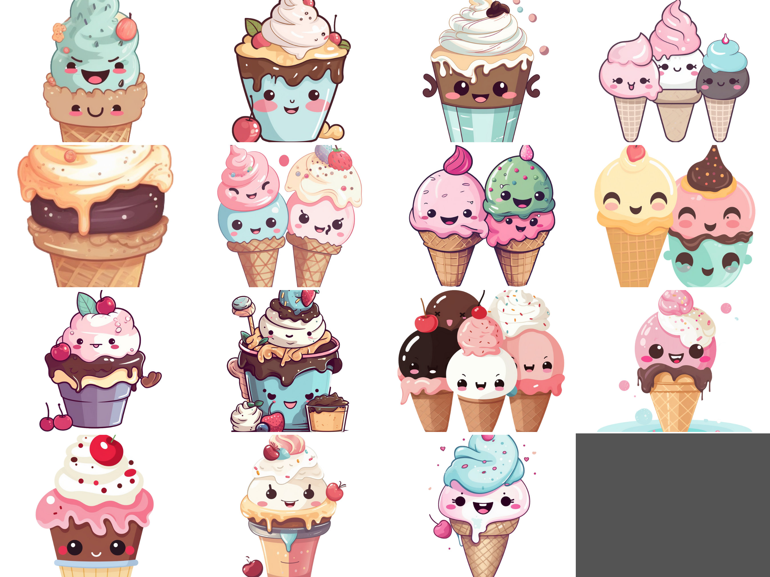 Ice Cream Clipart | Cute Ice Cream Clipart | Dessert PNG | Ice Cream ...
