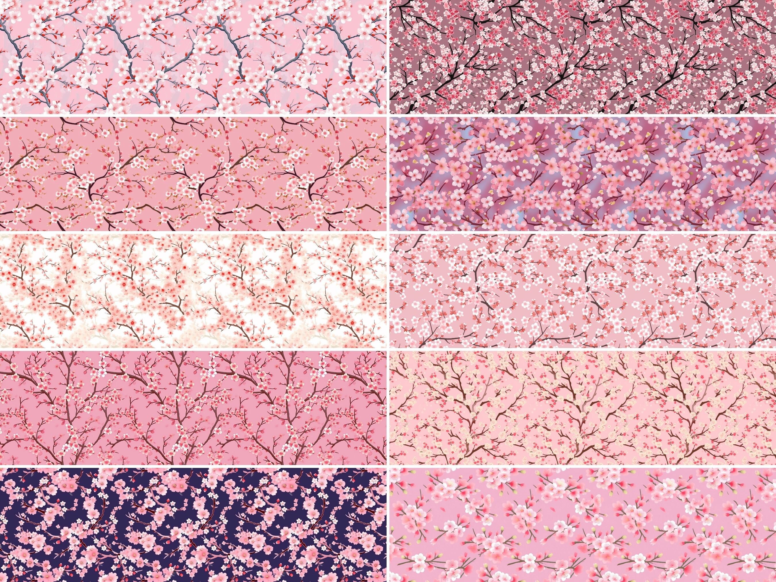 Cherry Blossom Digital Paper Cherry Blossom Seamless Pattern Pattern ...