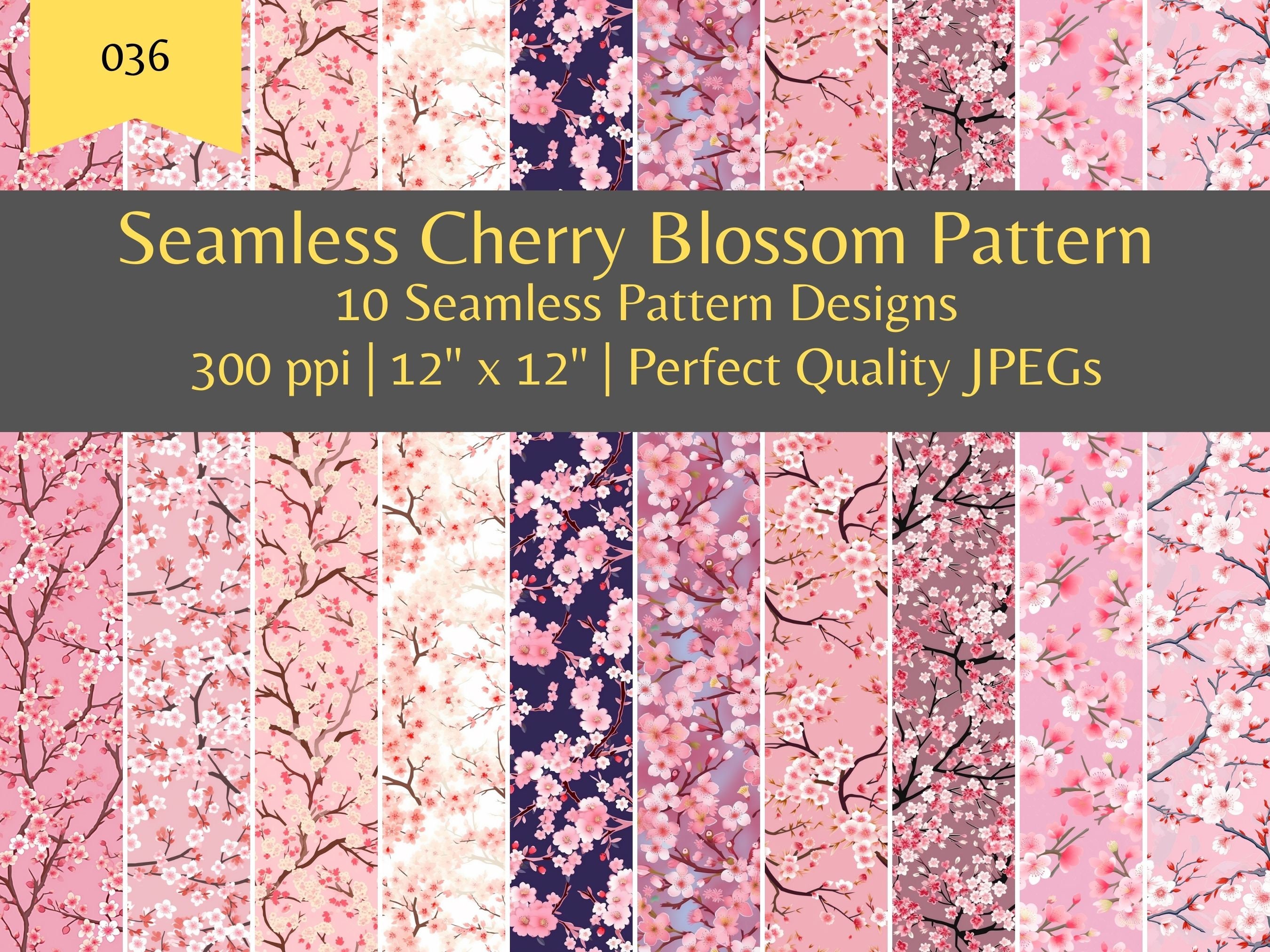 Cherry Blossom Digital Paper Cherry Blossom Seamless Pattern - Etsy