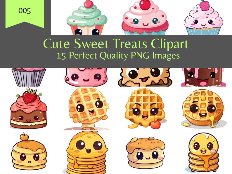 Sweet Treats Clipart | Cute Ice Cream Clipart | Dessert PNG | Waffle ...