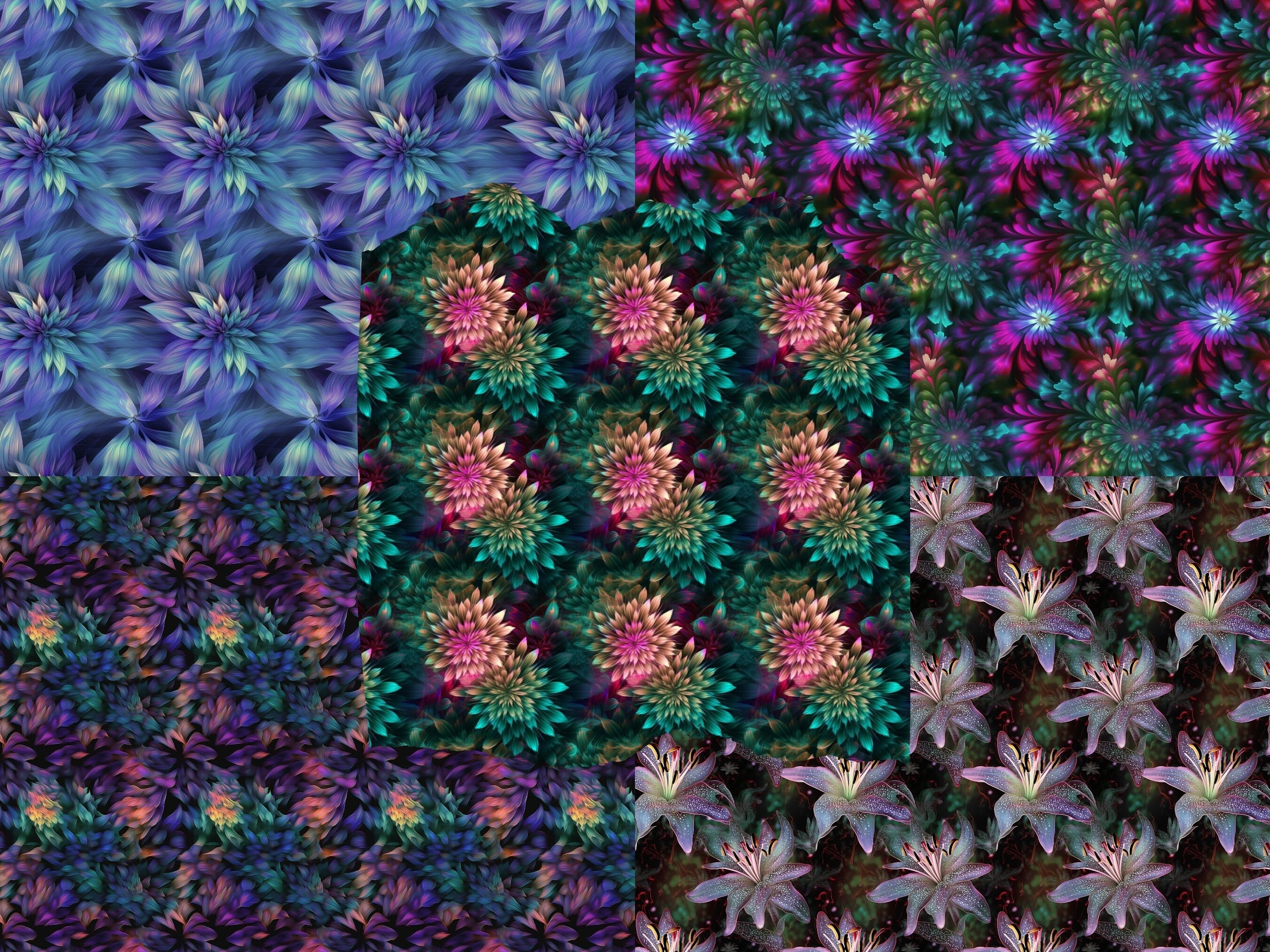 Flower Digital Paper Flower Seamless Pattern Pattern Digital Paper Neon Flower Digital Pattern ...