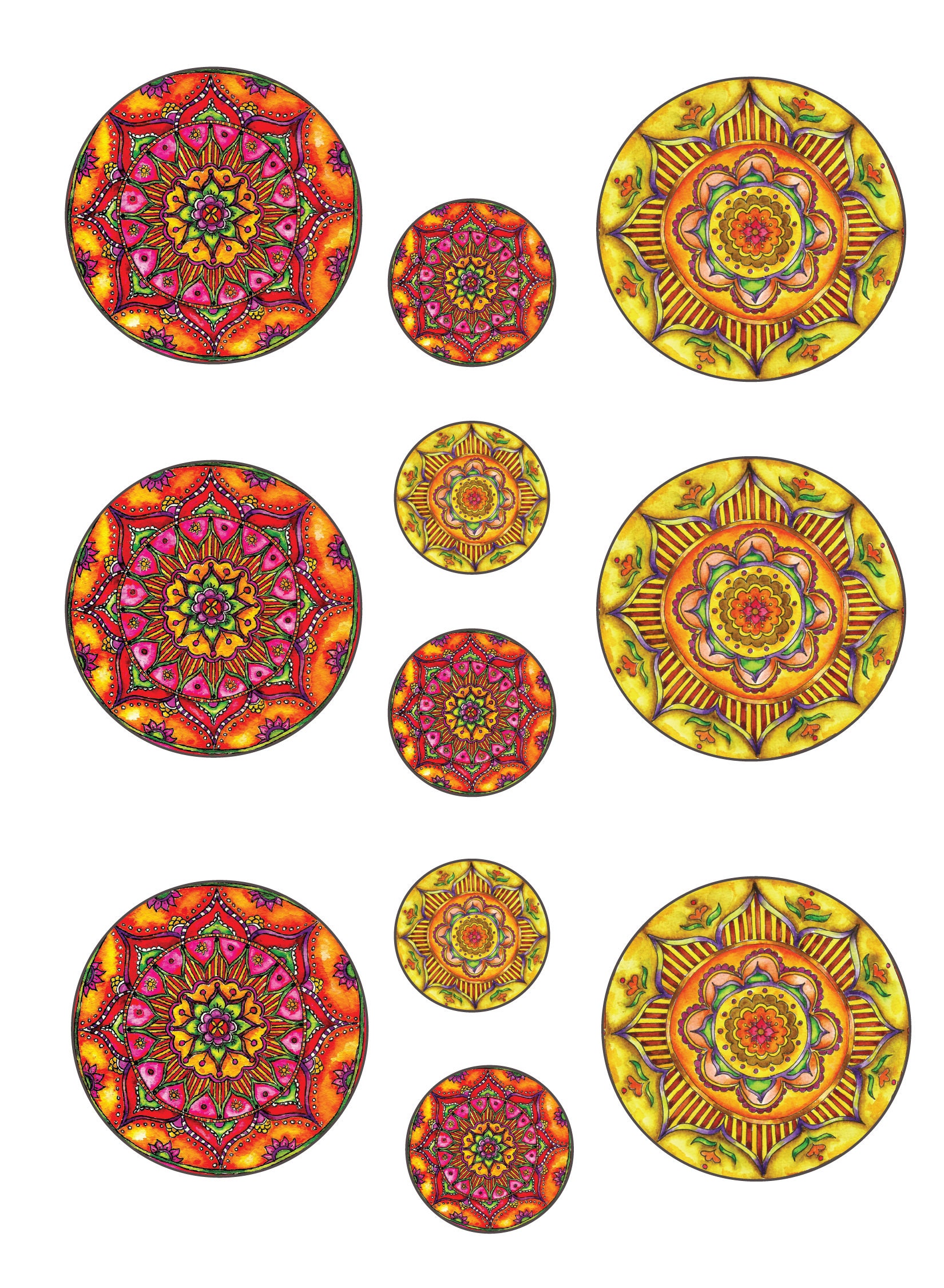 50 MANDALA Stickers, Unique Mandala Stickers, Waterproof Stickers ...