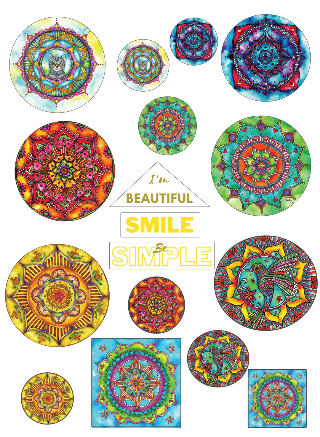 50 MANDALA Stickers, Unique Mandala Stickers, Waterproof Stickers ...