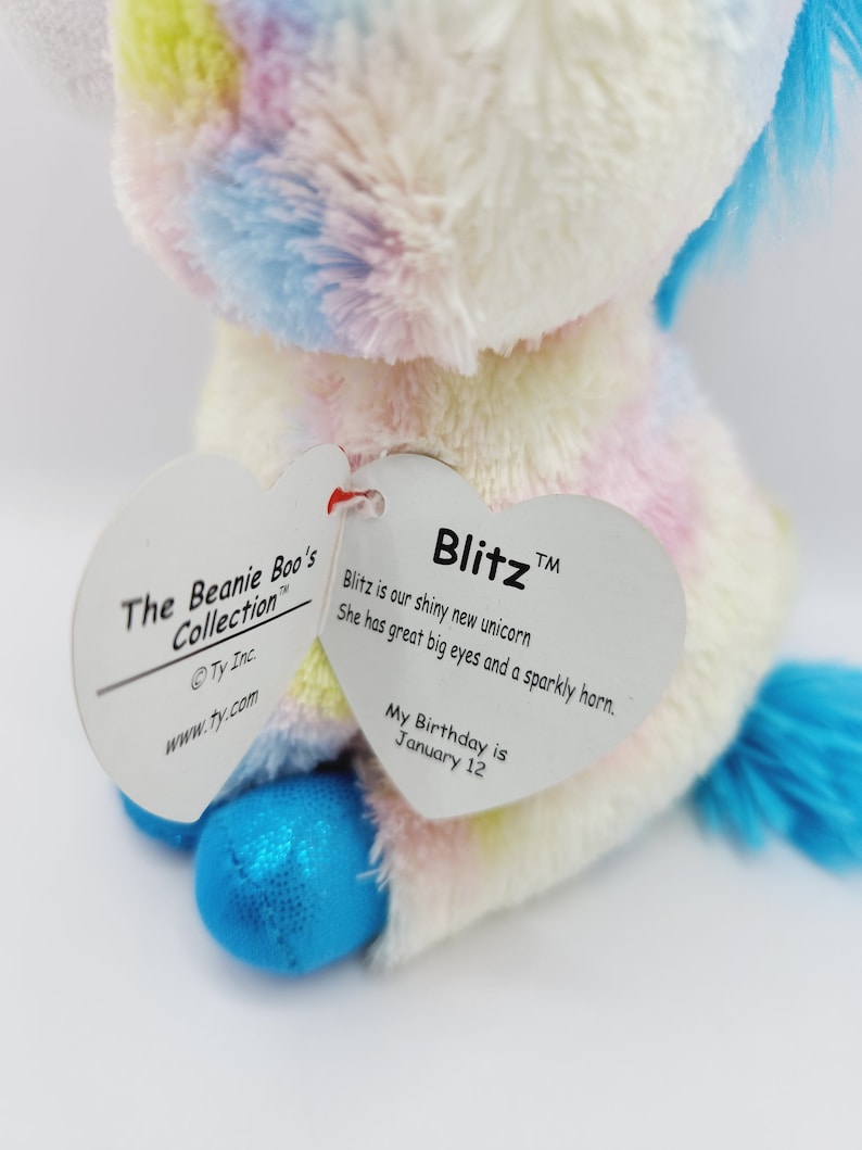 Ty Beanie Boo 'blitz' the Colourful Unicorn (6 Inch) - Etsy UK