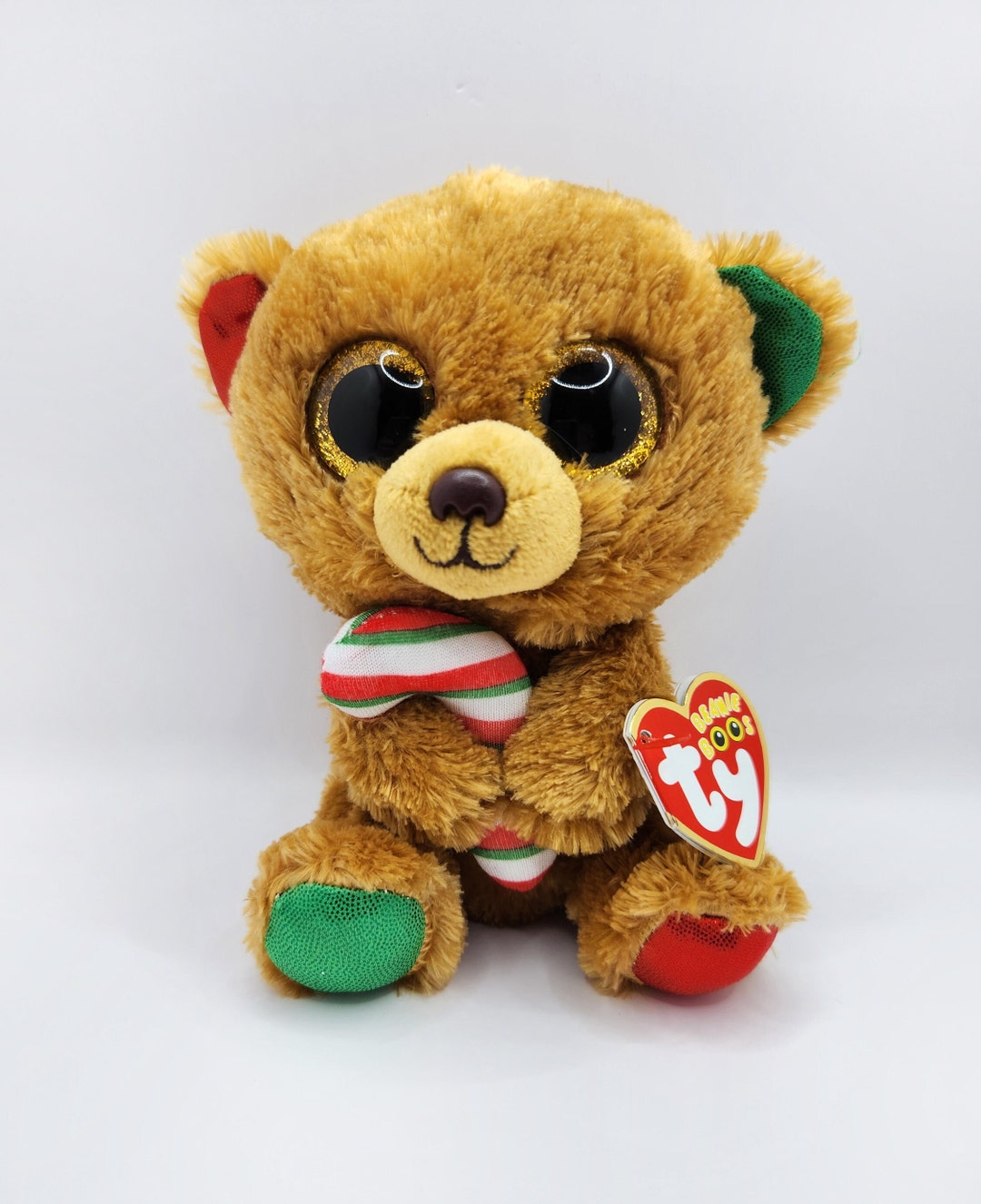 Vintage Ty Beanie Boo 'bella' the Bear Holding A Candy Cane (6 Inch) - Etsy