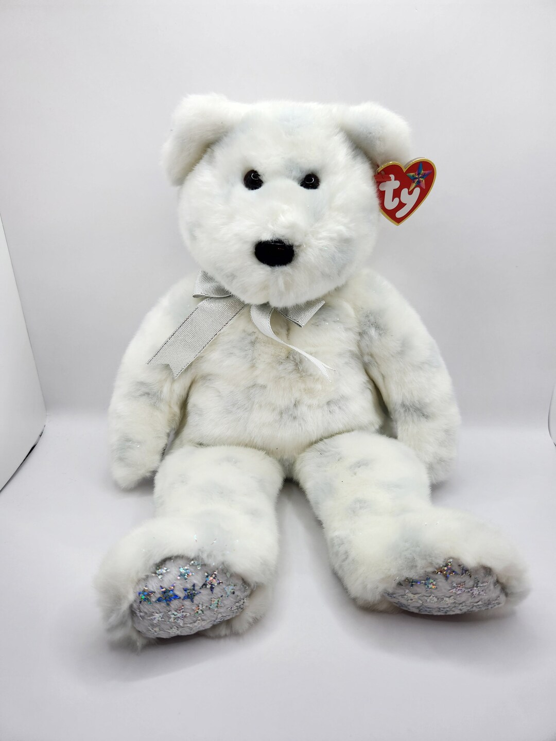 Vintage Ty Beanie Buddy "the Beginning" the White Bear With Silver ...