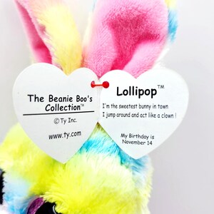 Vintage Ty Beanie Boo 'lollipop' the Bunny Rabbit (6 Inch) - Etsy