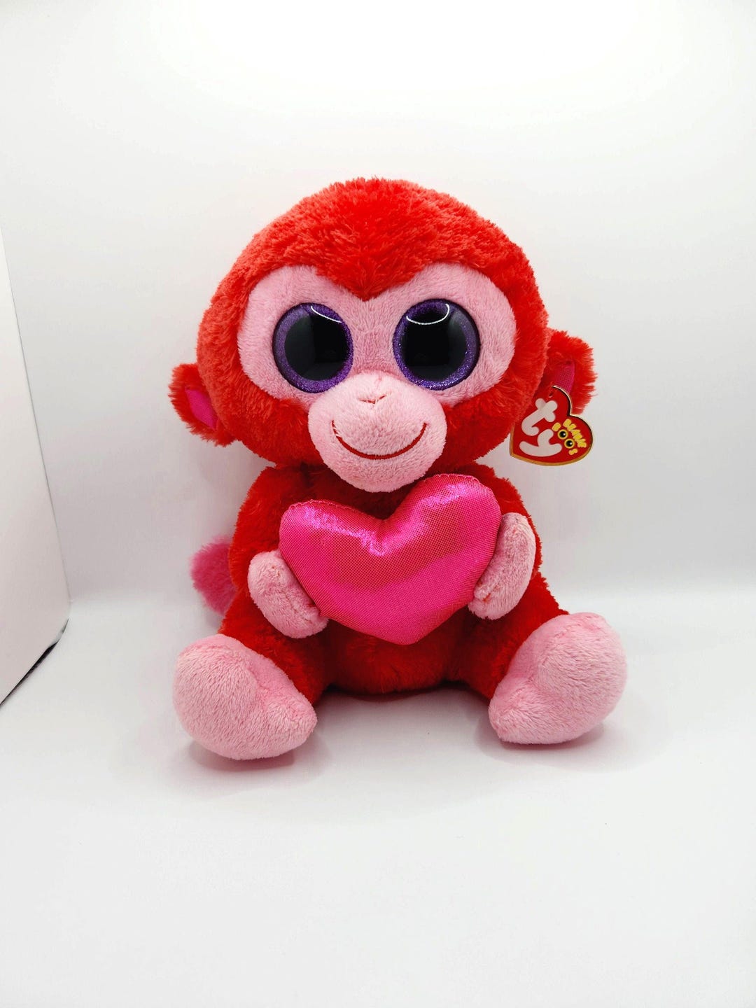 Vintage Ty Beanie Boo 'charming' the Monkey Holding A Heart (6 Inch) - Etsy