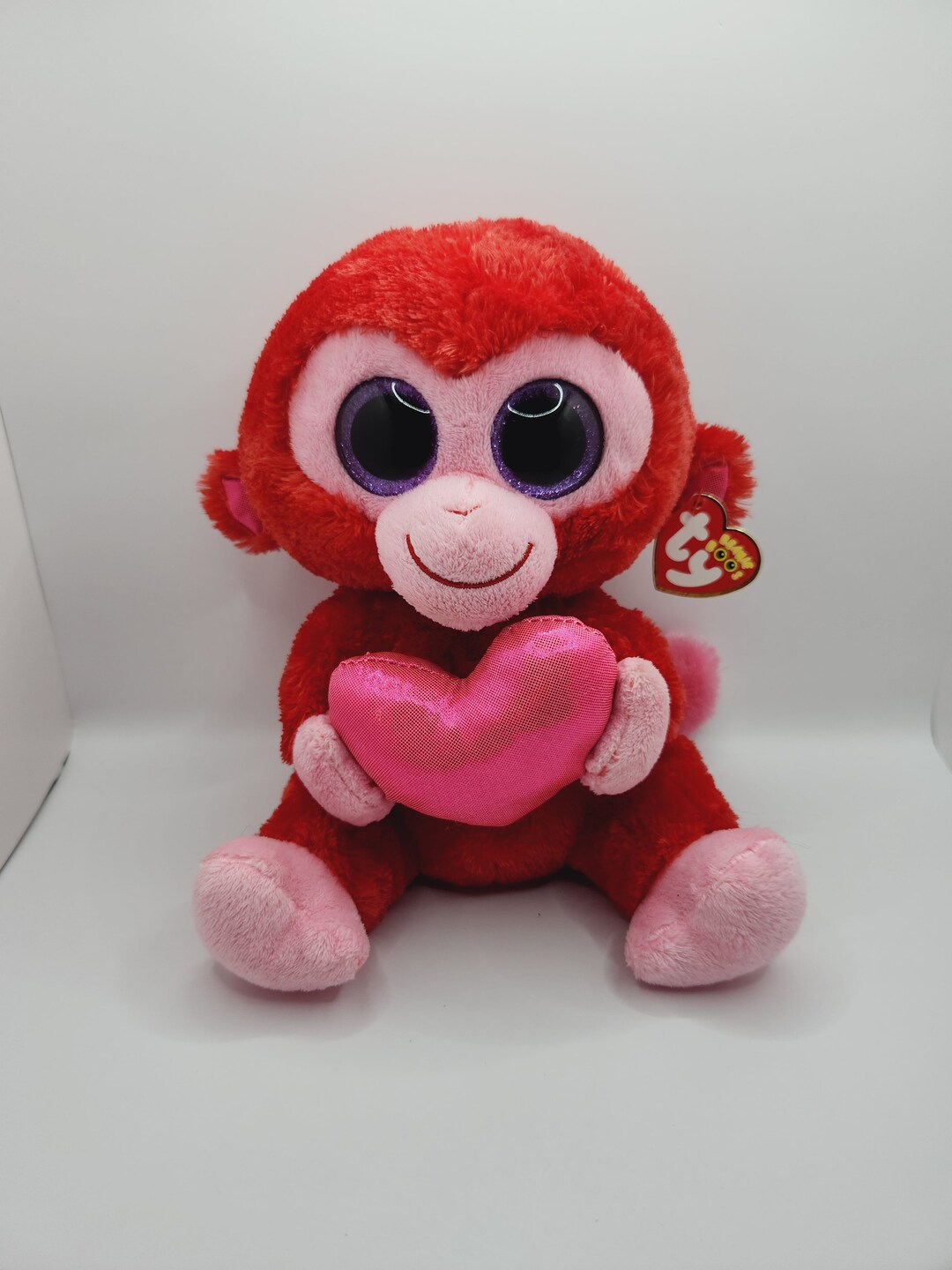 Vintage Ty Beanie Boo 'charming' the Monkey Holding A Heart medium 9 ...