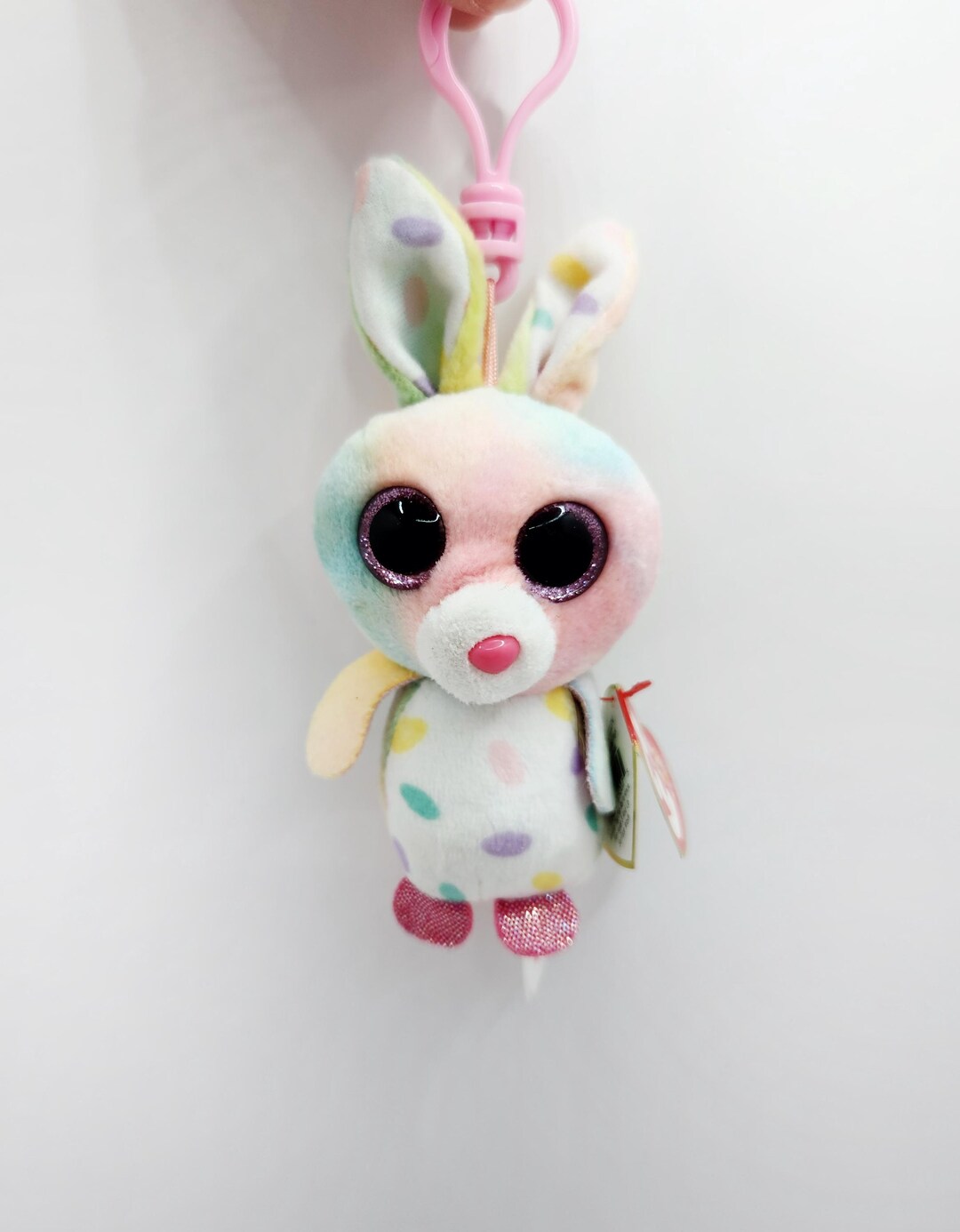 Vintage Ty Beanie Boo "swirls" the Rainbow Bunny Key Clip (4 Inch ...