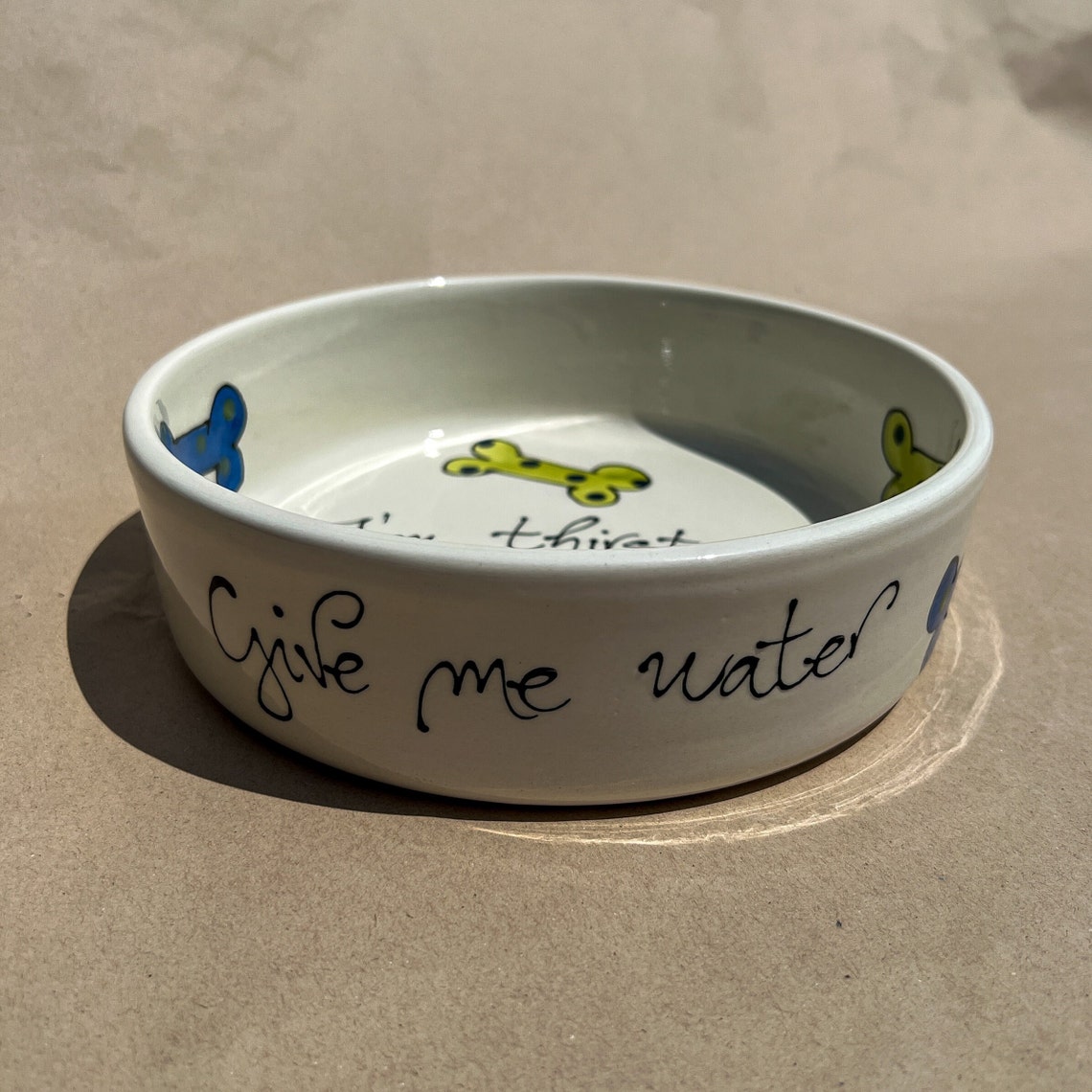 Cute Ceramic Dog Bowl for Food and Water / Feed Me Dog Bowl / Give Me ...