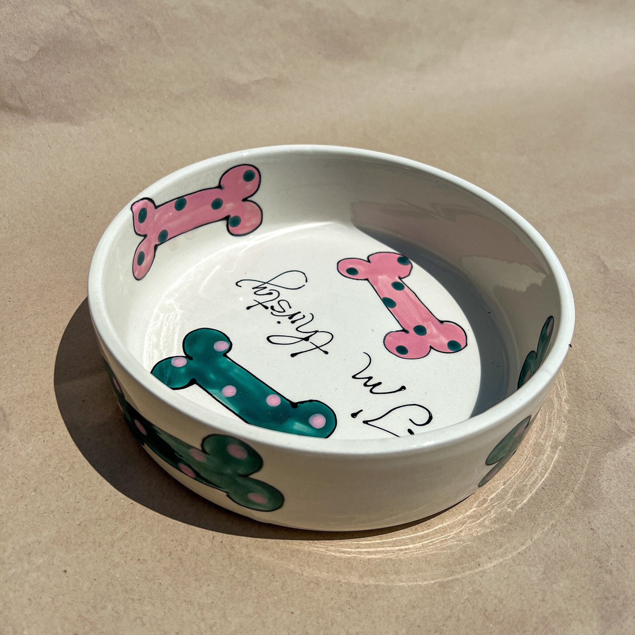 Handmade Ceramic Dog Bowl With Bones, Customizable Pet Feeder - Etsy