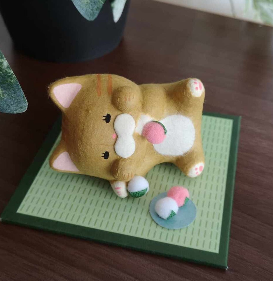 Chigiri Washi Japanese Ginger Cat Dango Ornament Gift Tatami Mat - Etsy