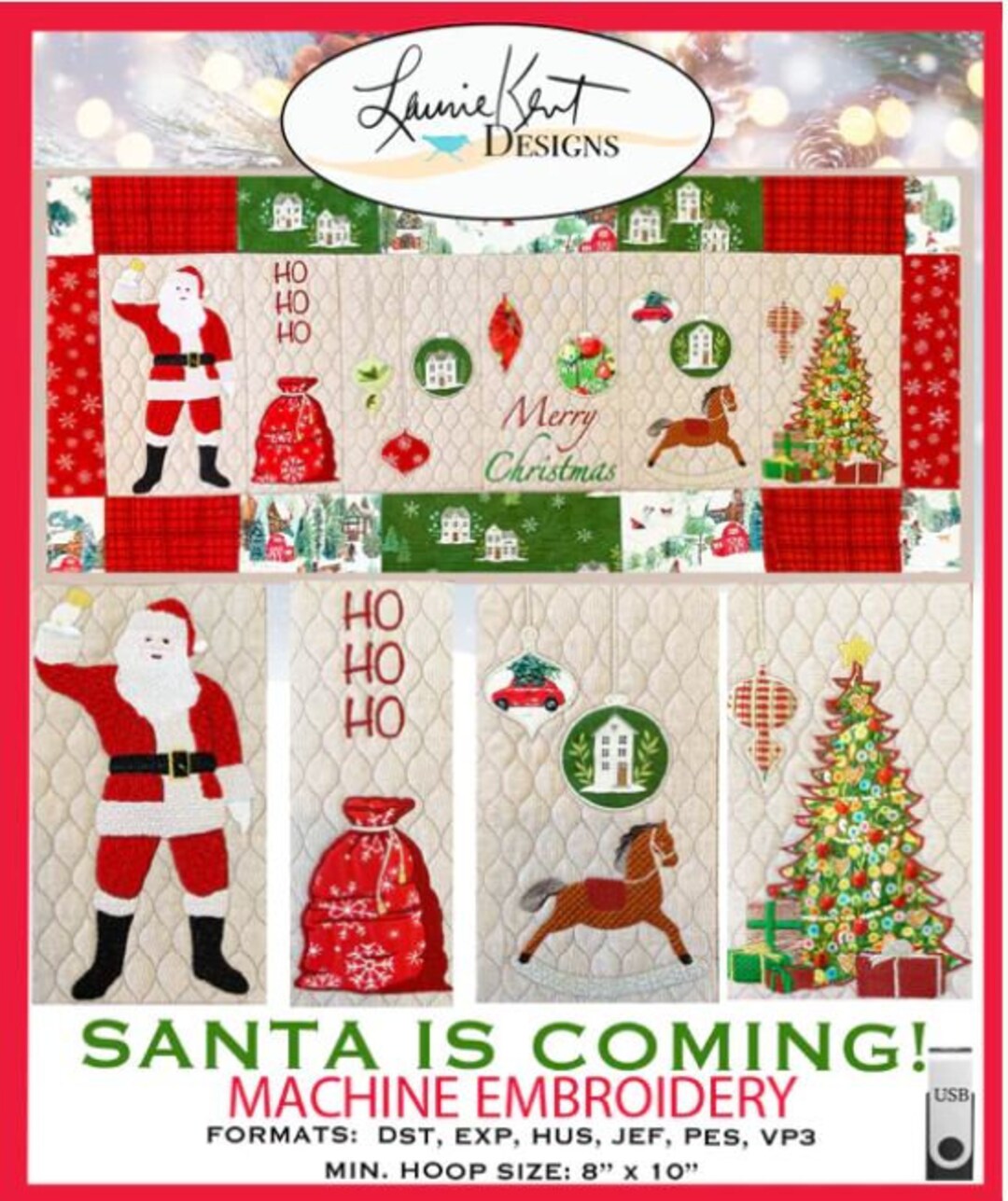 Laurie Kent Designs Santa is Coming Machine Embroidery Design - Etsy