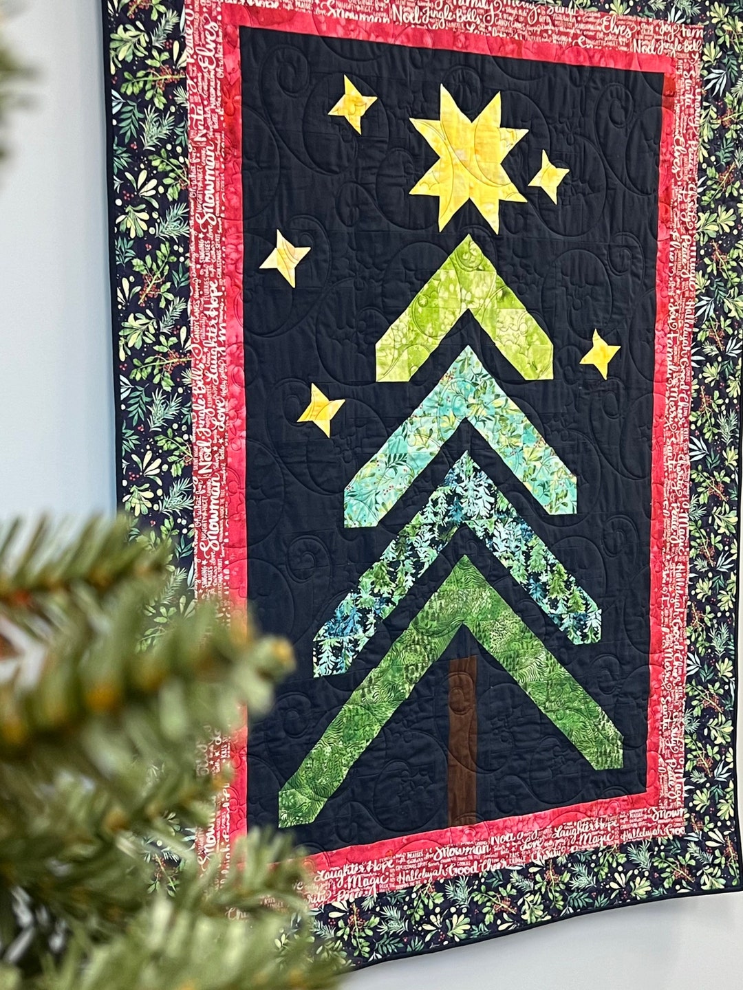 Sunflower Lane O' Christmas Tree Quilt Pattern, Holiday Quilt ...