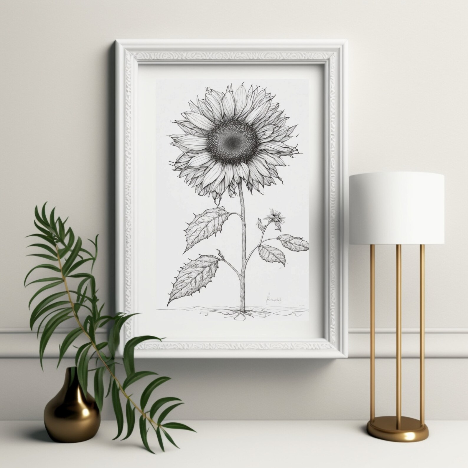 Sunflower Single Line, Sunflower Wall Art Print, Sunflower Digital ...