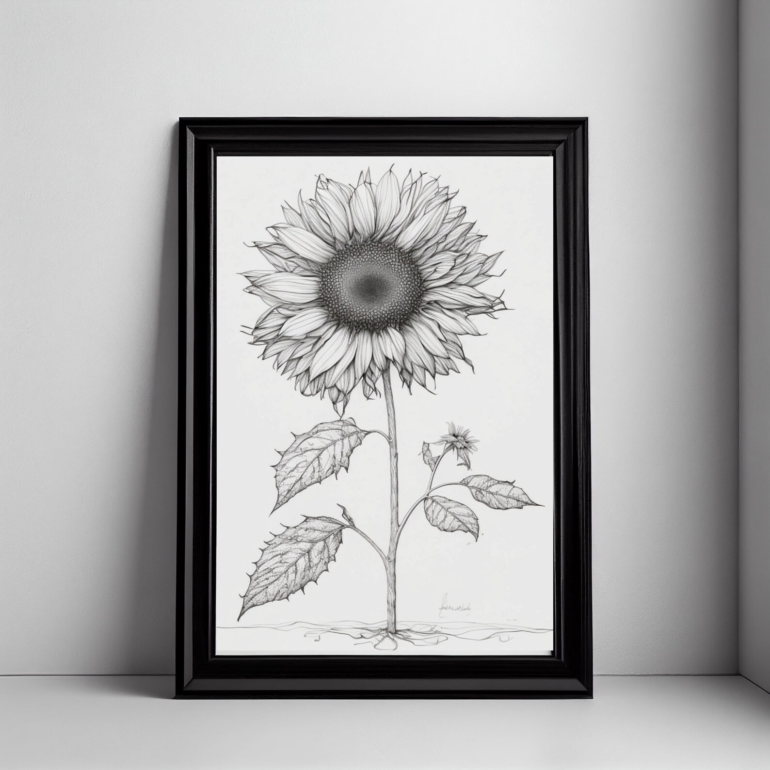 Sunflower Single Line, Sunflower Wall Art Print, Sunflower Digital ...