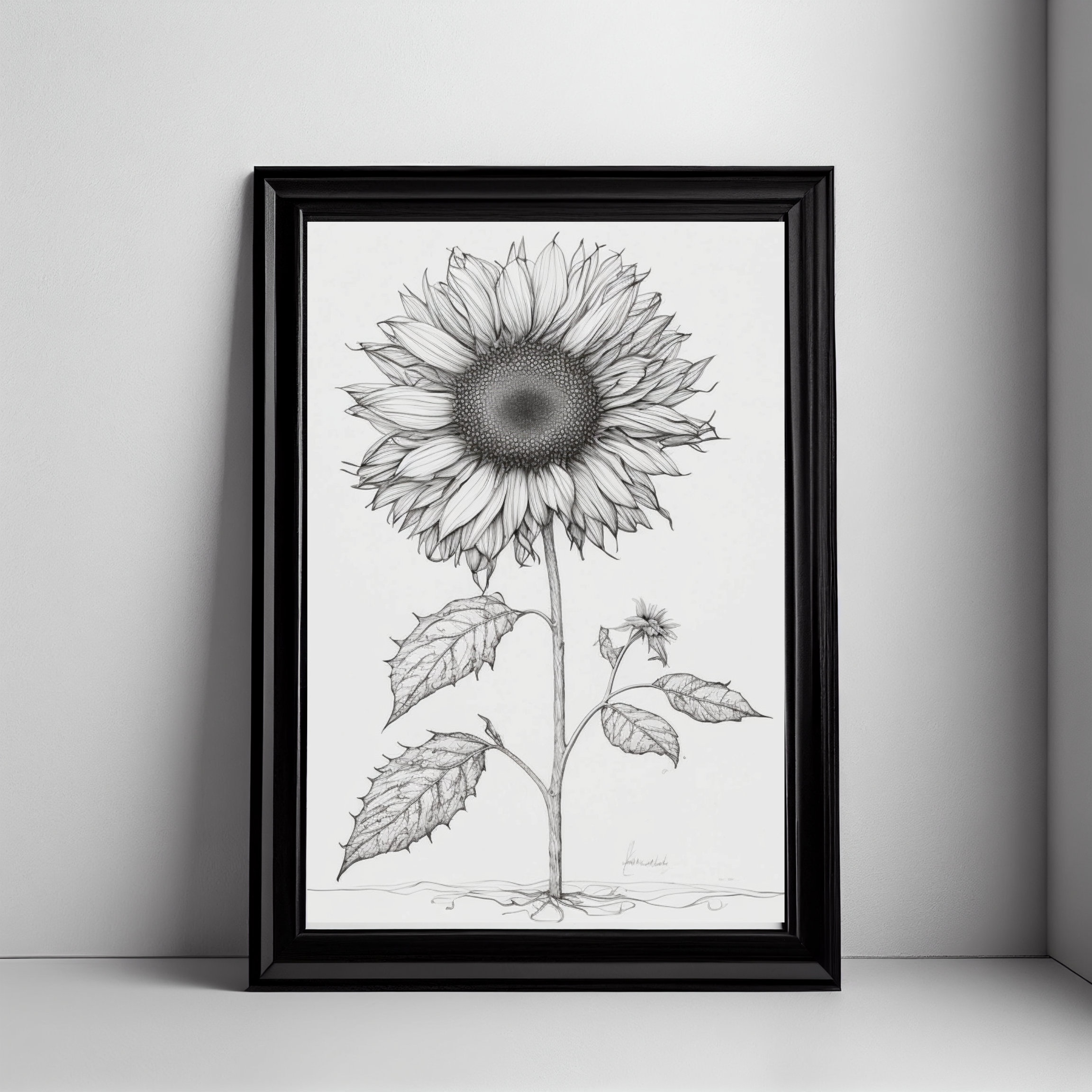 Sunflower Single Line, Sunflower Wall Art Print, Sunflower Digital ...