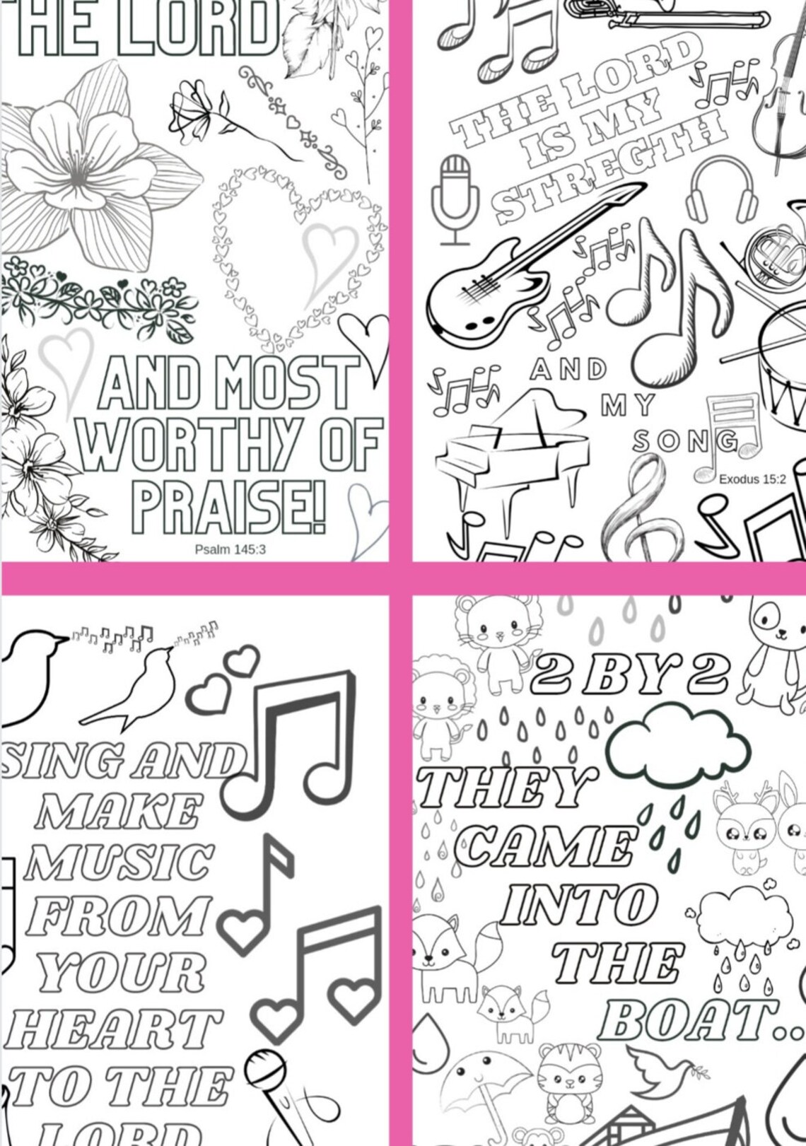 Cute Colouring Pages for Children Learn Bible Verses - Etsy