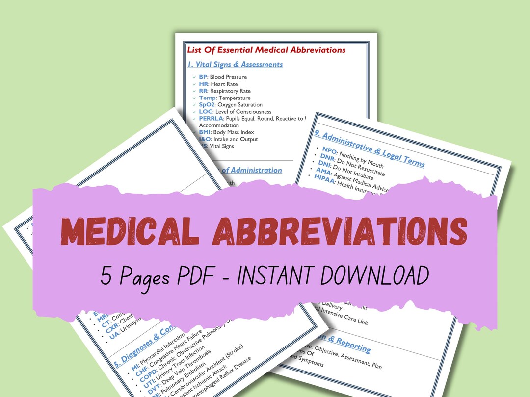 Medical Abbreviations | Nursing Abbreviations for Nursing School ...