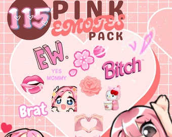 Discord Template W/ 250 PINK EMOTES PACK | for Discord and Twitch ...
