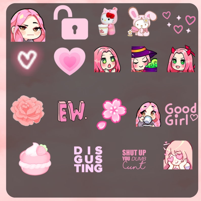 Pink Emotes Pack 115x - Etsy