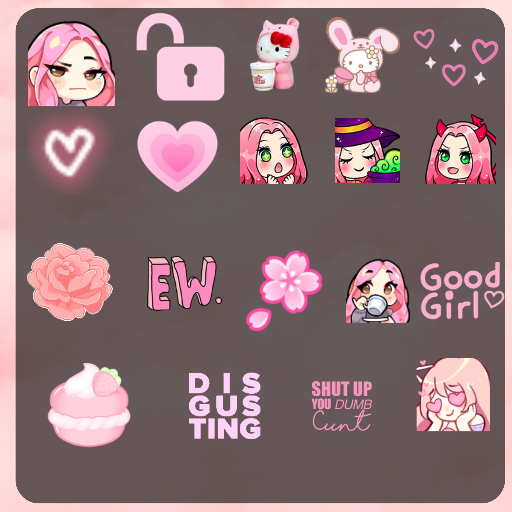 Pink Emotes Pack 115x - Etsy
