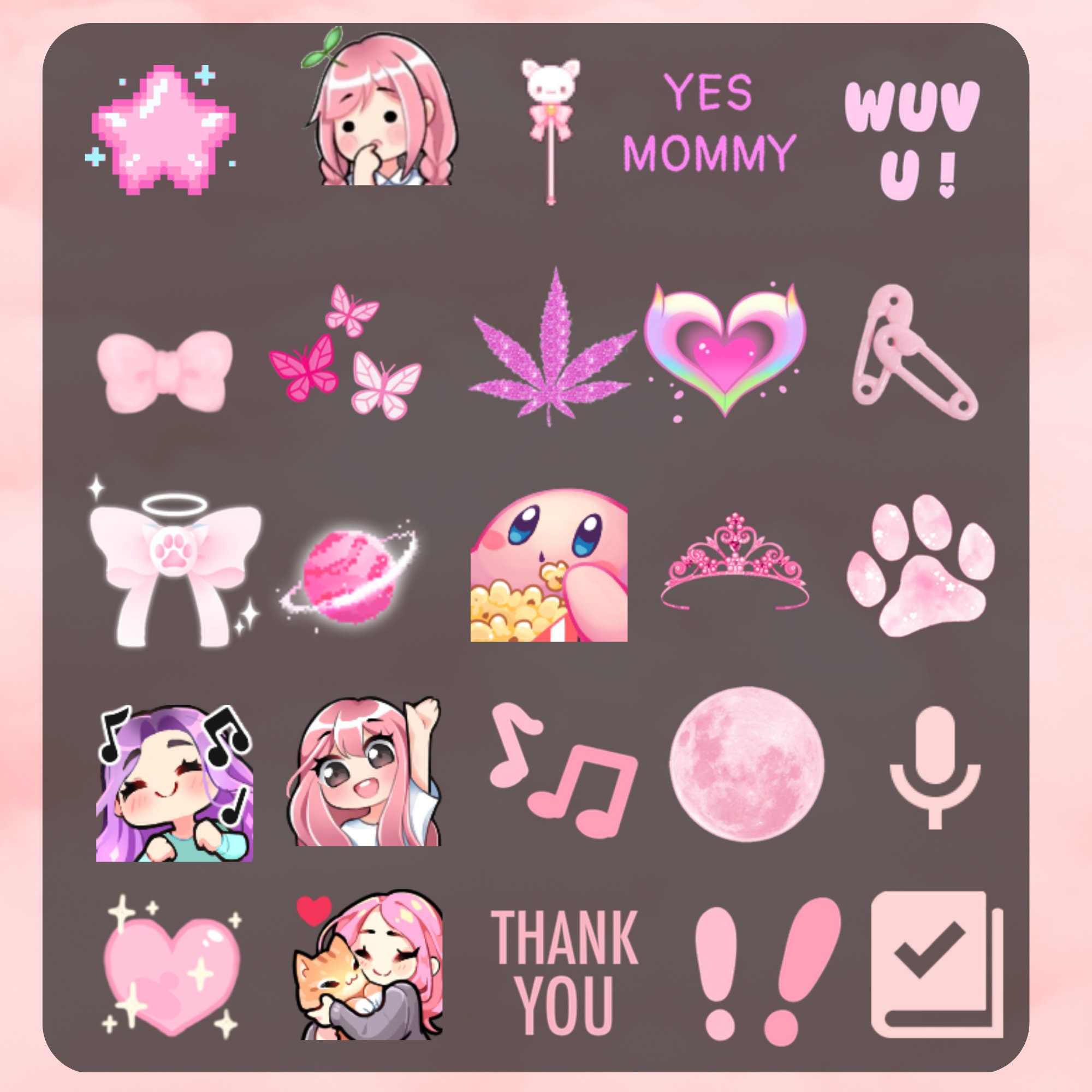 Pink Emotes Pack 115x - Etsy Australia